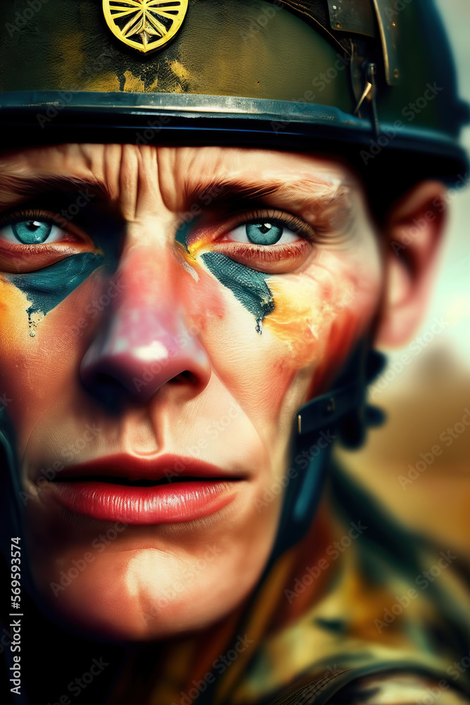 Extreme Close Up Portrait of a World War 2 Solider Scared and Terrified ...