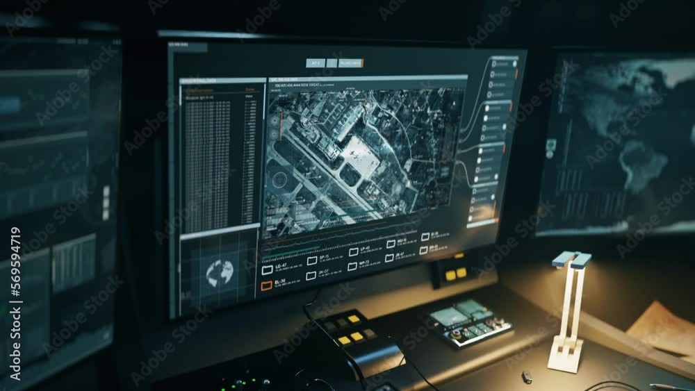 Surveillance Program In Military Mission Control Computer Detects Enemy Position Military