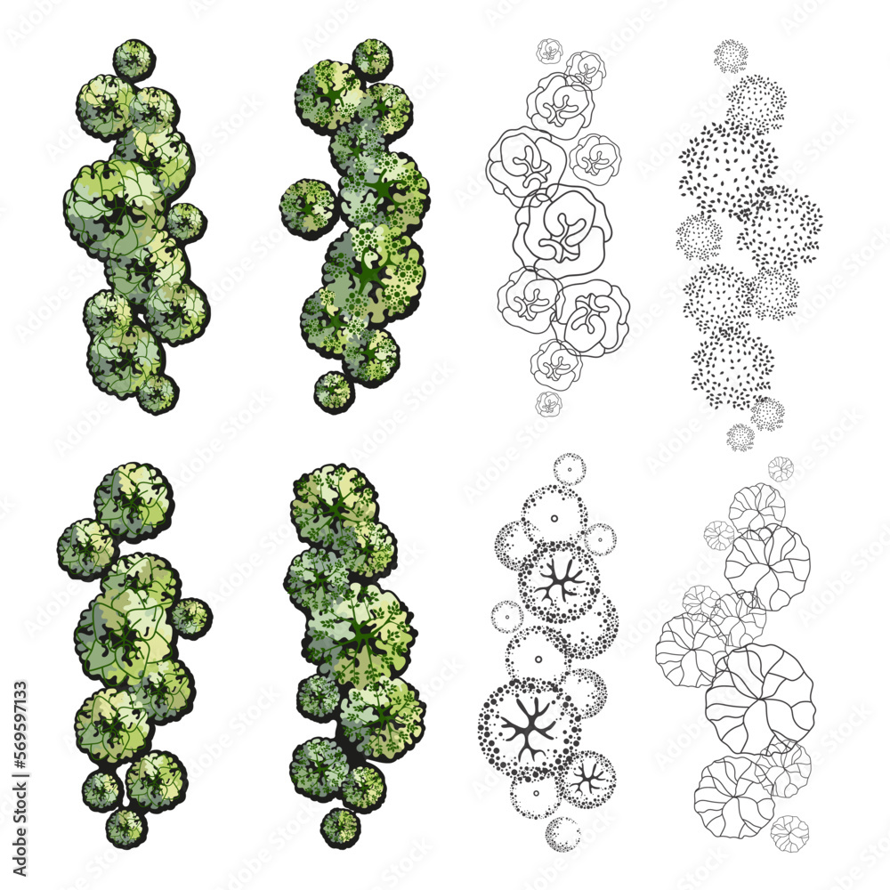 Group of trees for architectural floor plans. Entourage design. Various ...