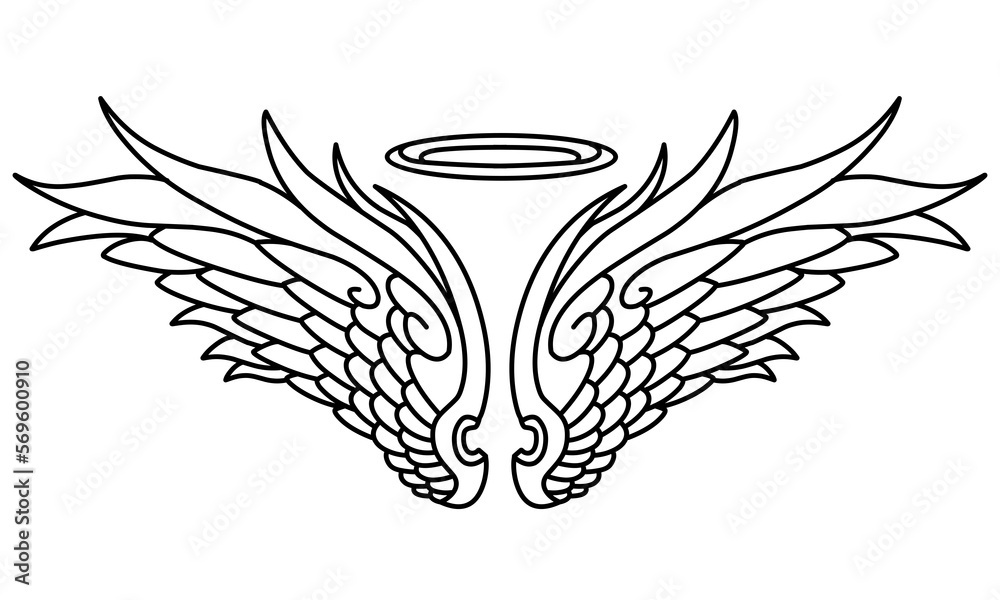 Vector angel wings line art design isolated Stock Vector | Adobe Stock