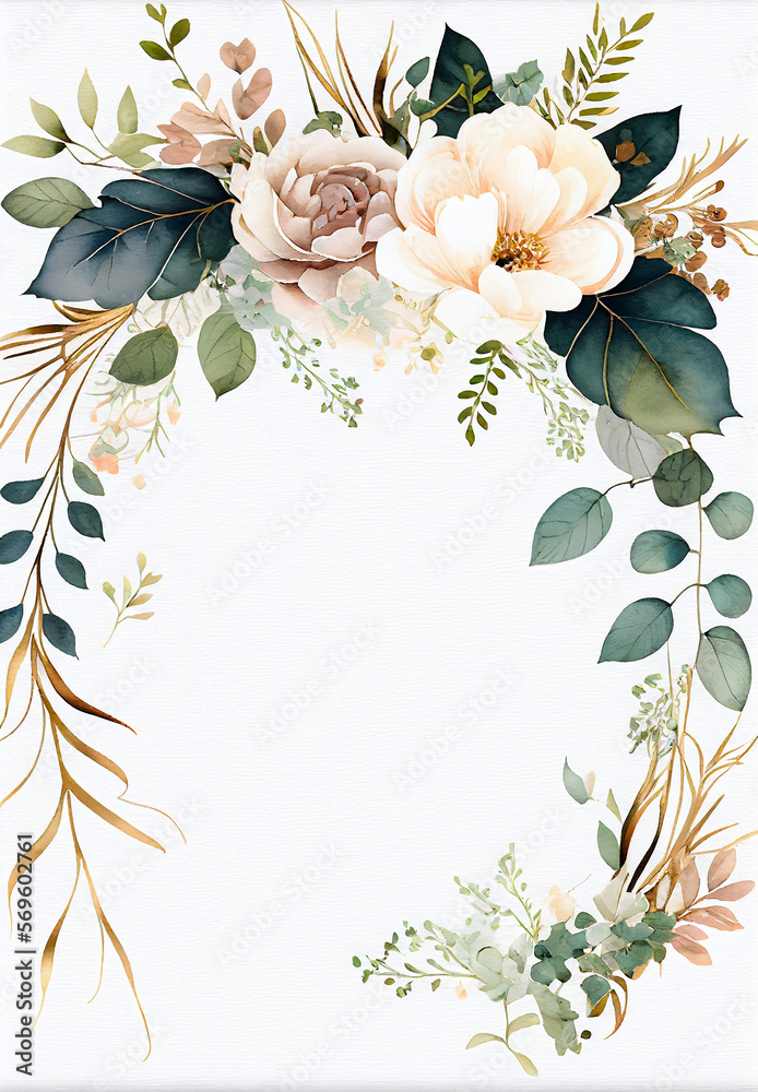 Floristic template invitation. Empty, blank space for description ...