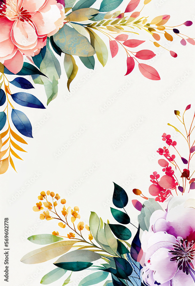 Floristic template invitation. Empty, blank space for description ...