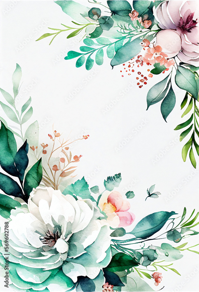 Floristic template invitation. Empty, blank space for description ...