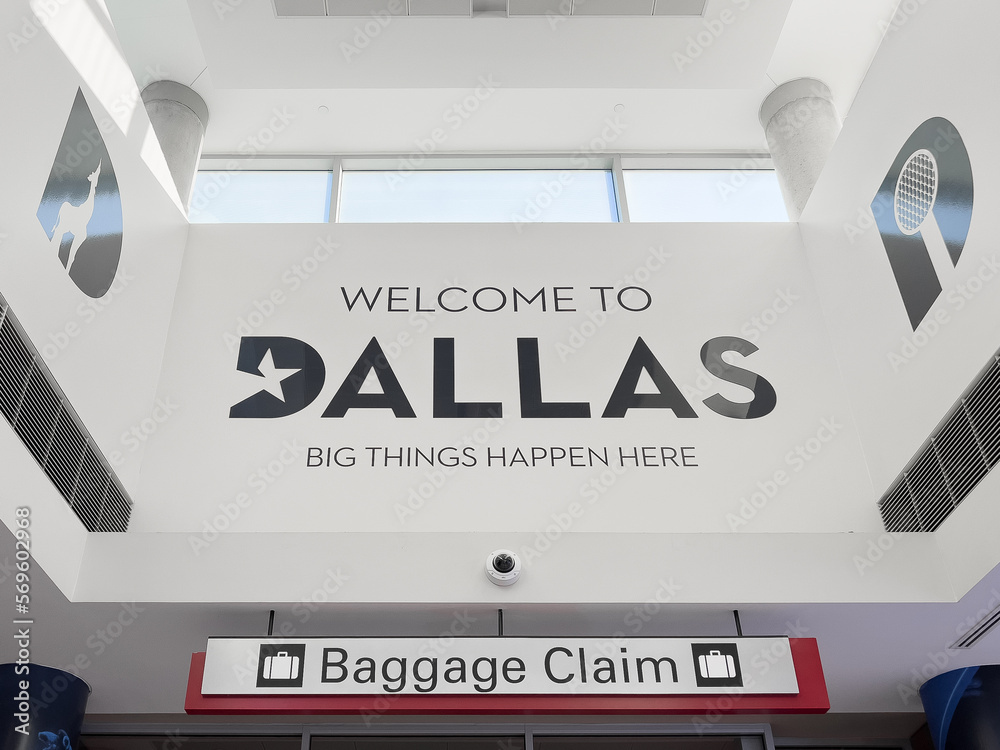 DALLAS, TX, USA - JANUARY 26, 2023: The Welcome to Dallas sign in the ...