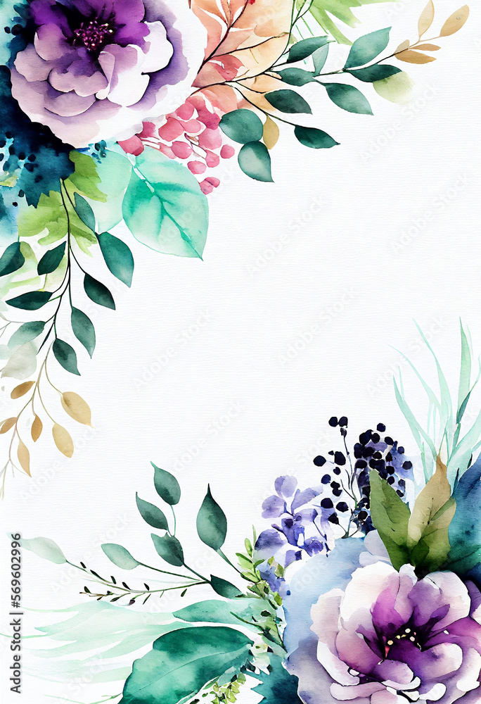 Floristic template invitation. Empty, blank space for description ...