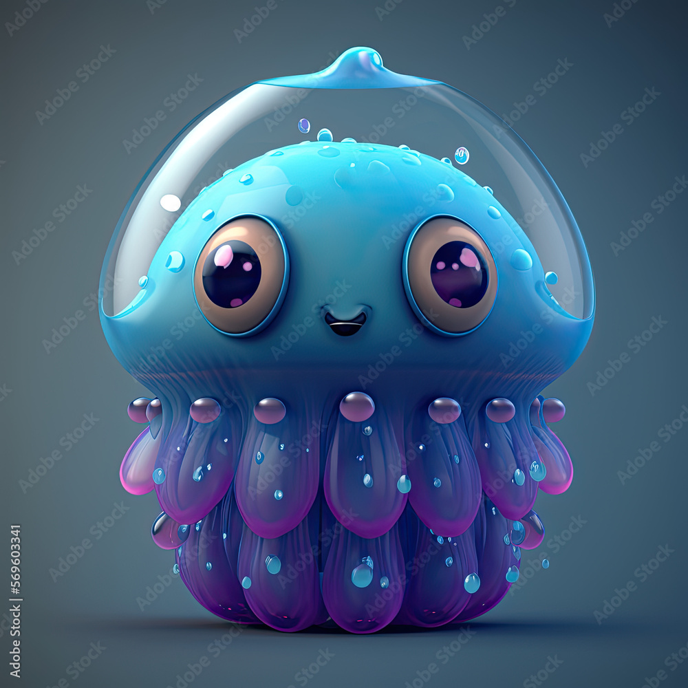 Cute jellyfish cartoon character created using generative AI tools ...