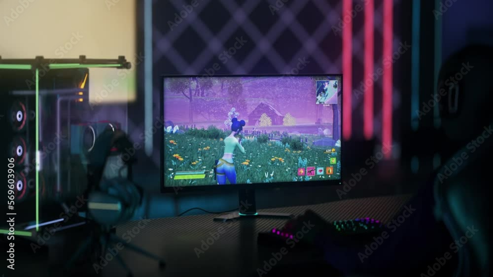 Picking Up Jump Power Up And Shooting At Enemy Players In Gaming ...