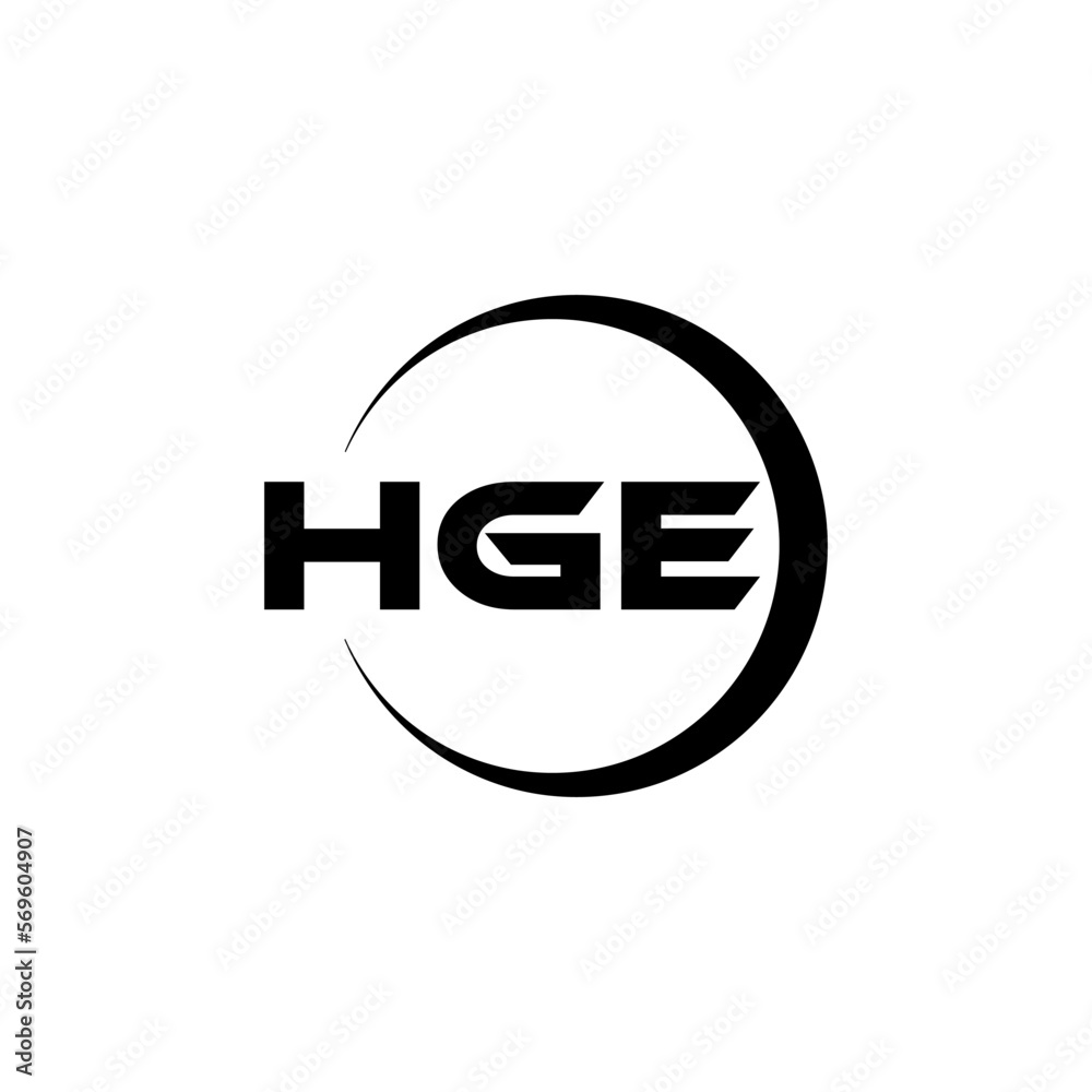 HGE letter logo design with white background in illustrator, cube logo ...