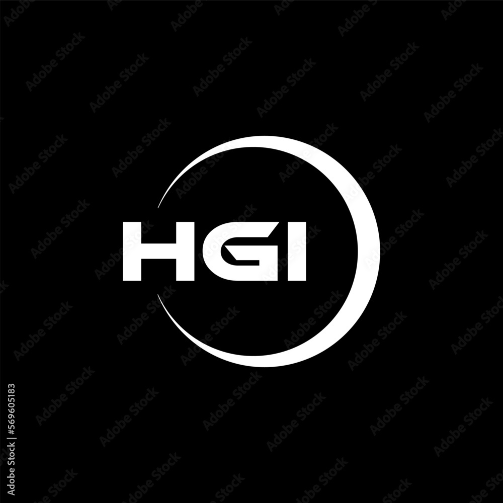 HGI letter logo design with black background in illustrator, cube logo ...
