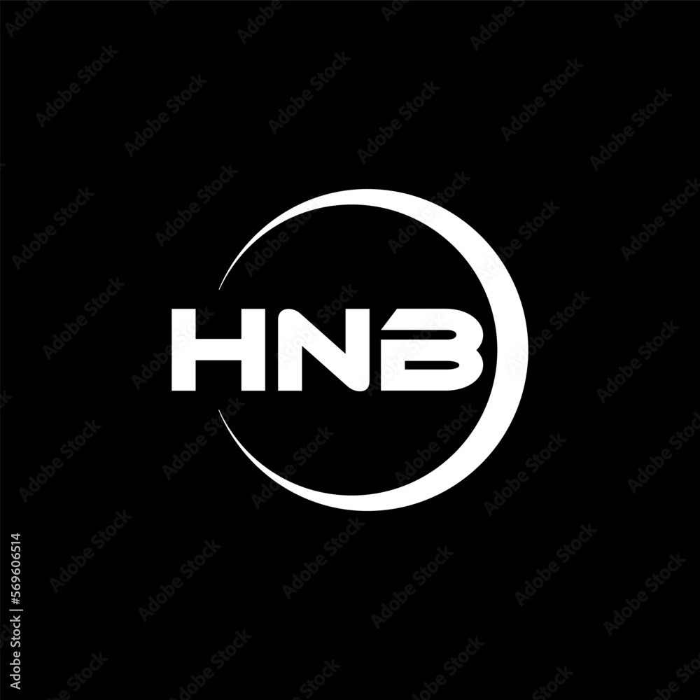 HNB letter logo design with black background in illustrator, cube logo ...