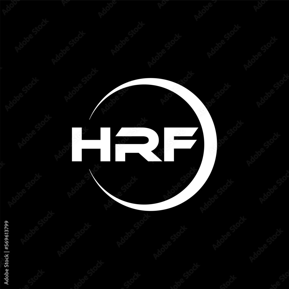 HRF letter logo design with black background in illustrator, cube logo ...