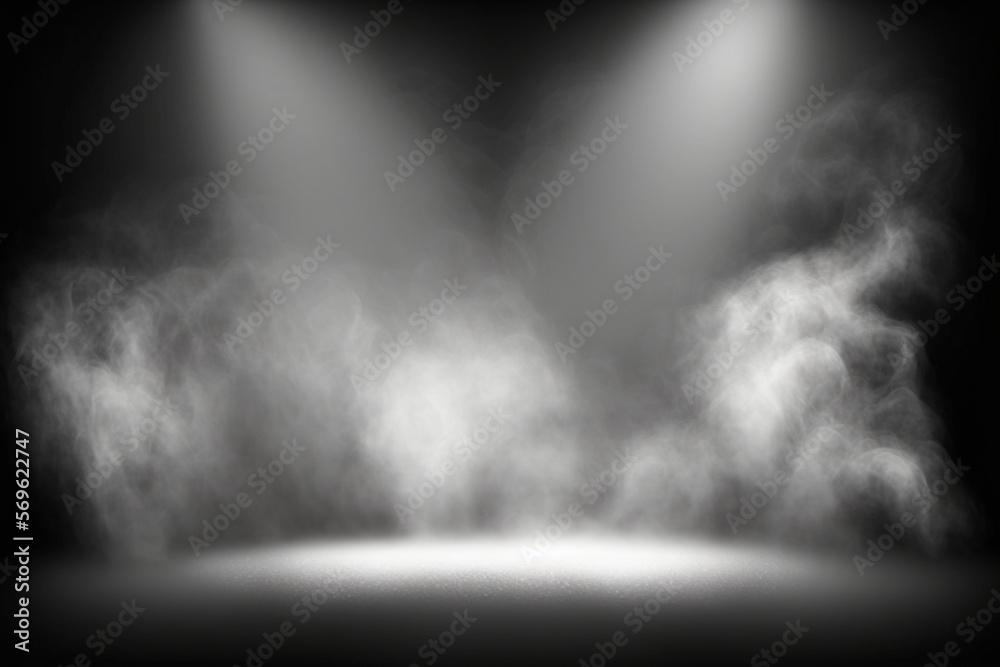 Dark room with light Stage white smoke spotlight background Generative ...