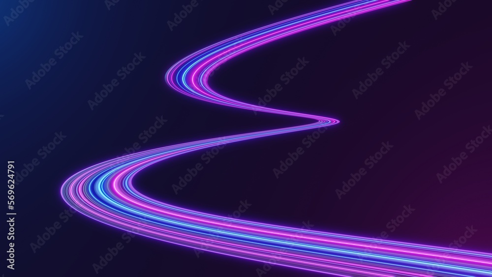 3d render Technology neon light speed effect glowing trails texture ...