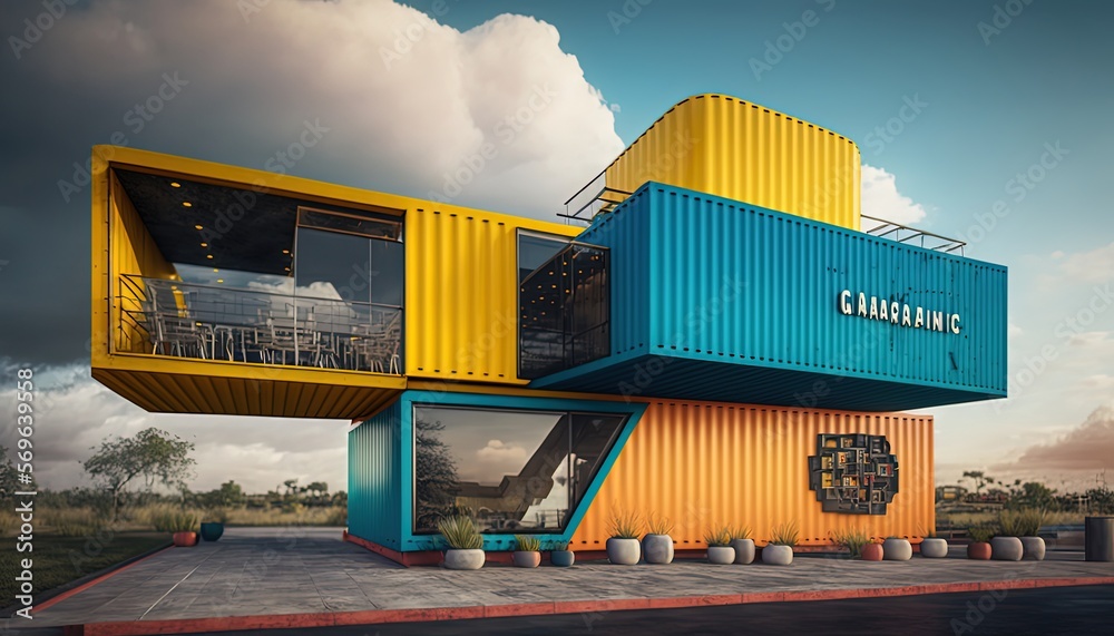 modern contemporary restaurant or cafe made from shipping container ...