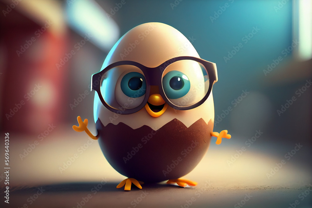 Cute Cartoon Egg Character. Created with Generative AI technology Stock ...