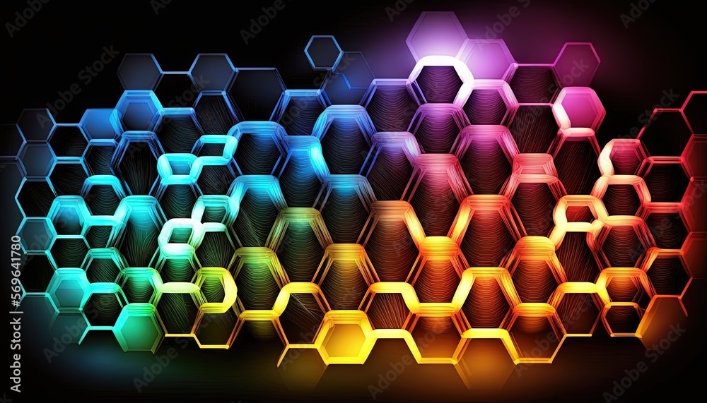 a bunch of hexagonals that are all different colors and sizes of ...