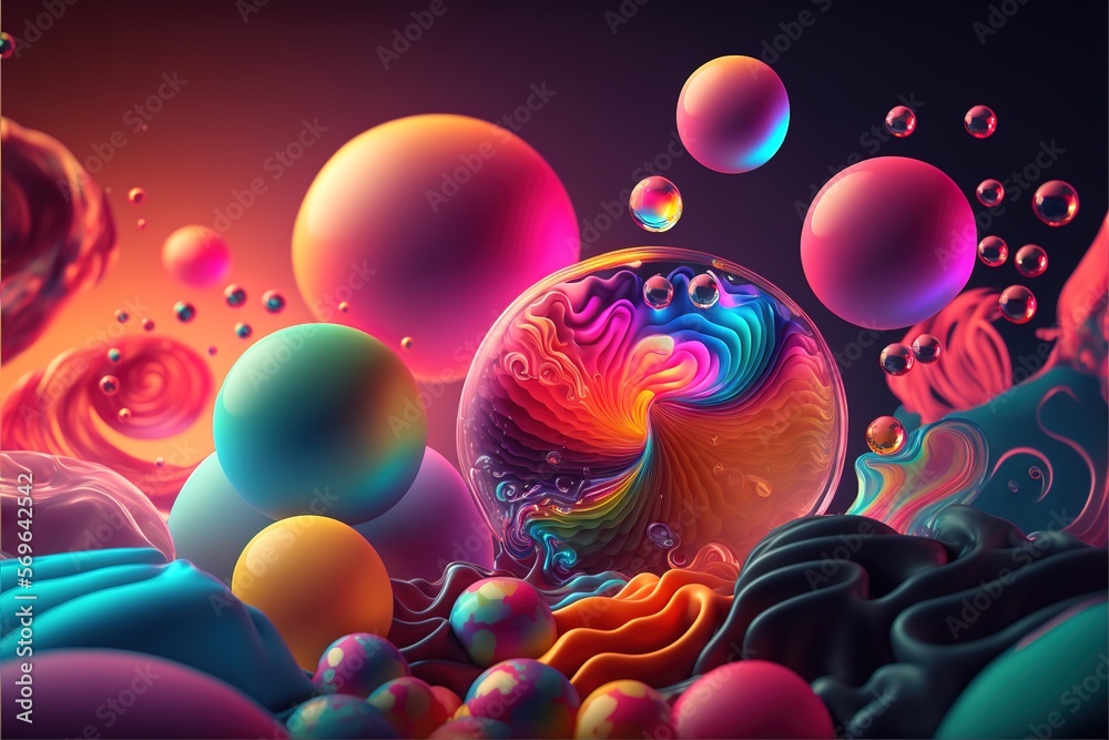 Neon candy bubbles colorful, phantasmal iridescent created with ...