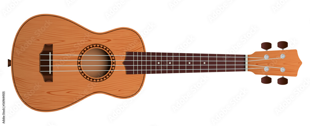Ukulele in a top view, realistic vector illustration isolated on white ...