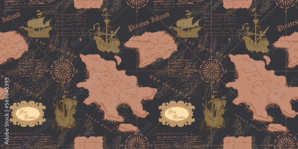 the ancient nautical map of the sea routes Stock Vector | Adobe Stock