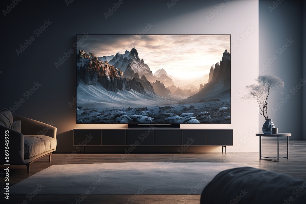 Photo & Art Print Modern Minimalist Apartment Interior Living Room With ...