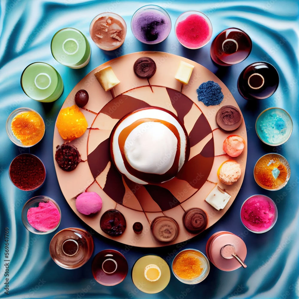 Delicious ice cream in a bowl. An explosion of flavor. Ice cream of ...