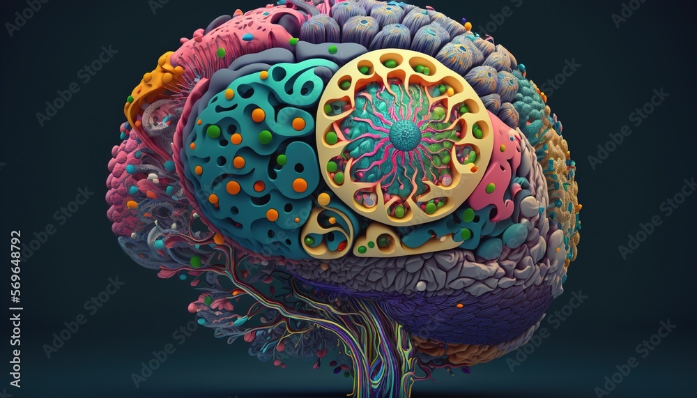 Brain cancer, Brain tumor 3D illustration showing the presence of Brain ...