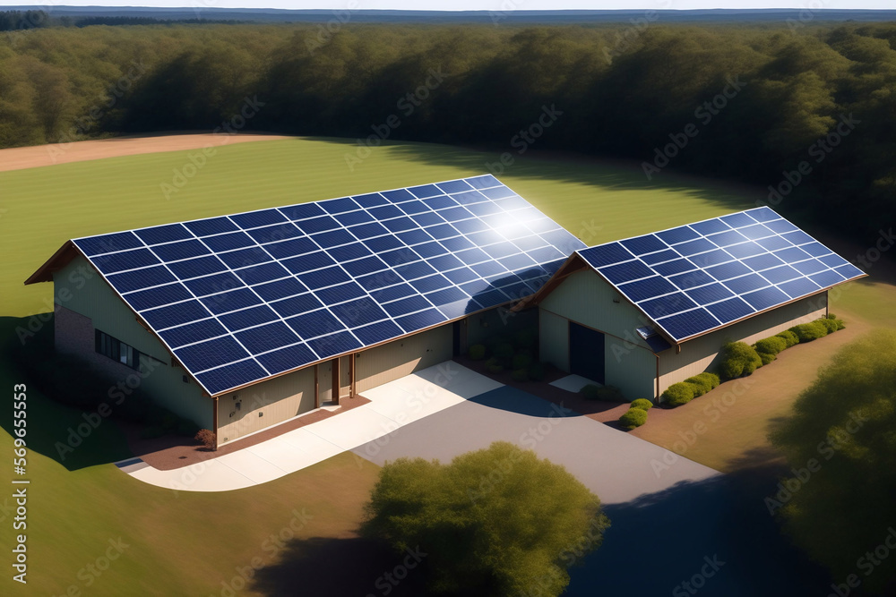 Lots of rooftop solar panels, renewable and clean energy concept, net ...