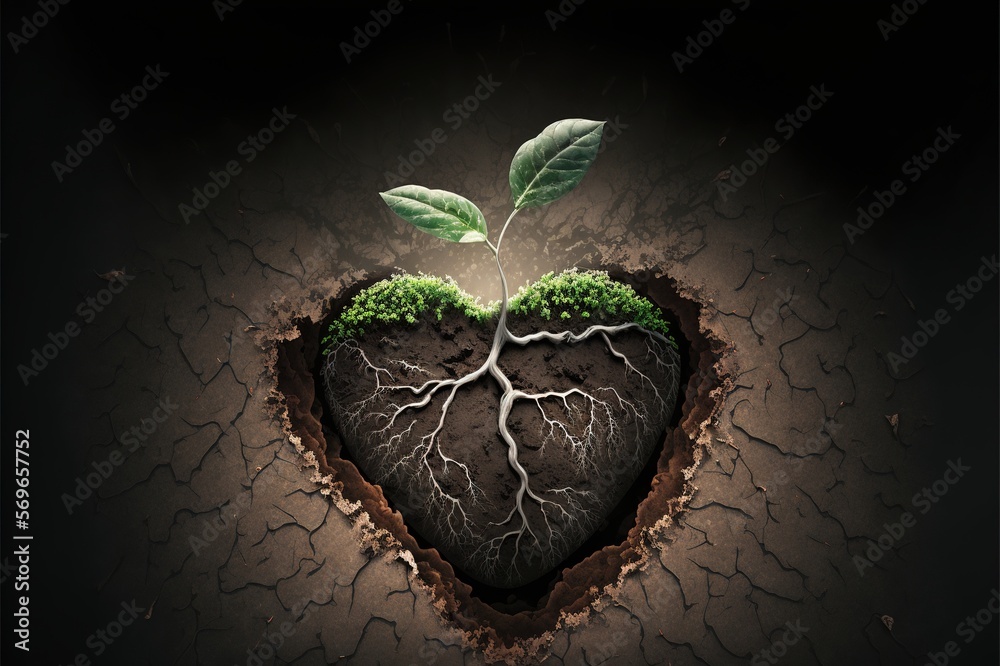 Rising sprout plant and roots growing from earth Stock Illustration ...