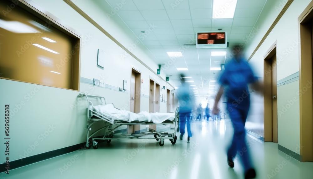 Busy Fast-Paced Crowded Overcrowded Hospital Emergency Room Hall ...