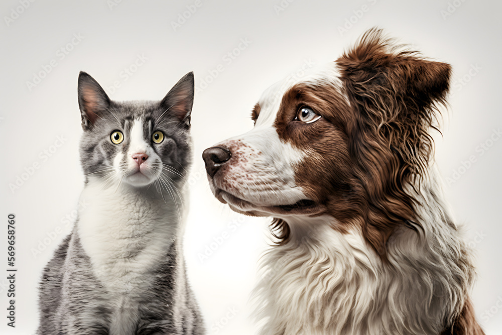 2 inseparable friends the dog and the cat decided to take a picture ...