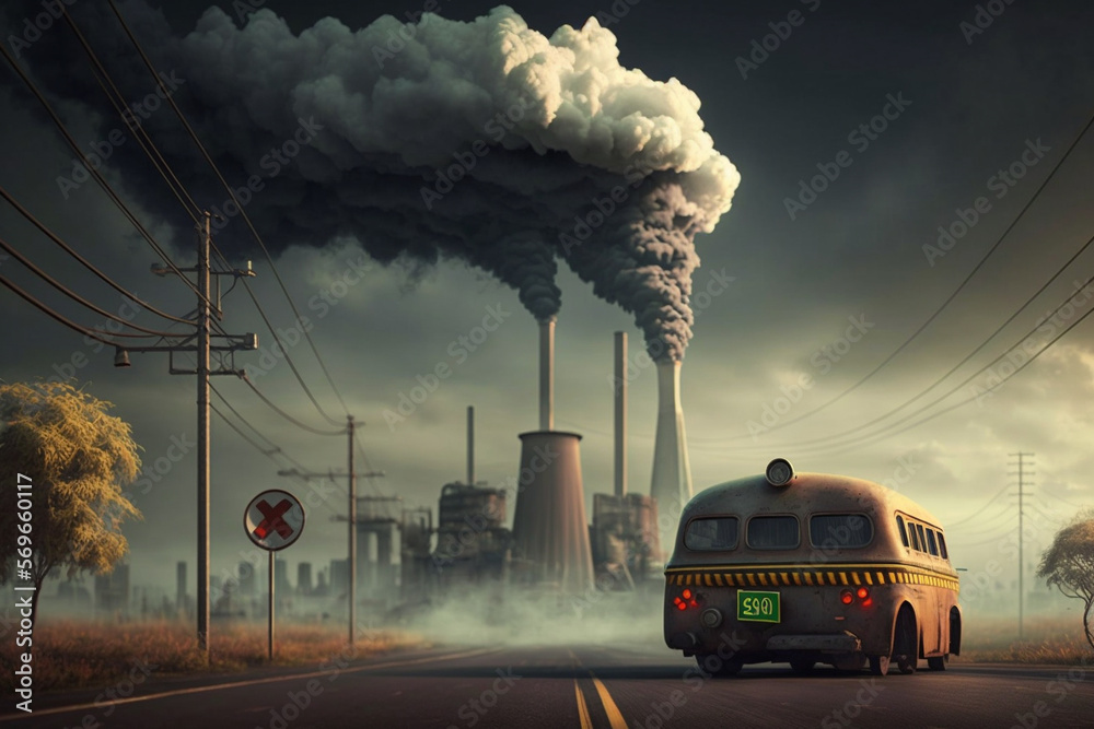 Air pollution concept, illustration with a realistic idea. AI generated ...