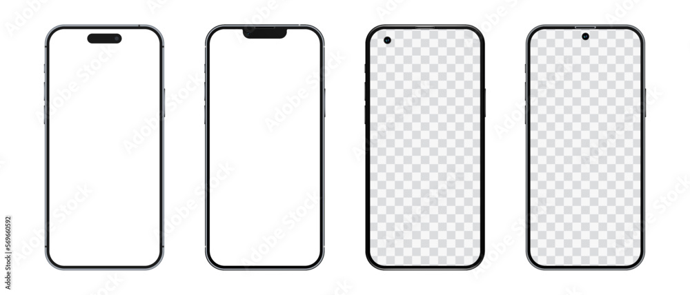 Realistic template of blank screens of modern smartphones. Vector phone ...