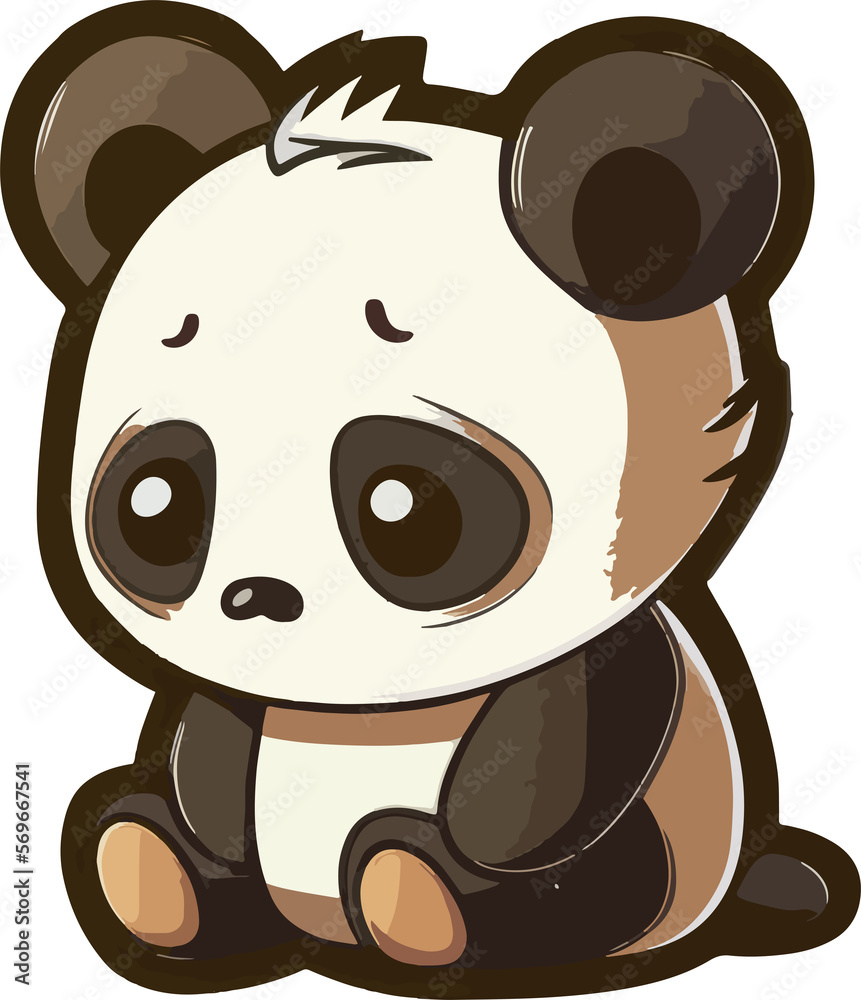 Panda feeling guilty and sad but cute clipart sticker vector Stock ...