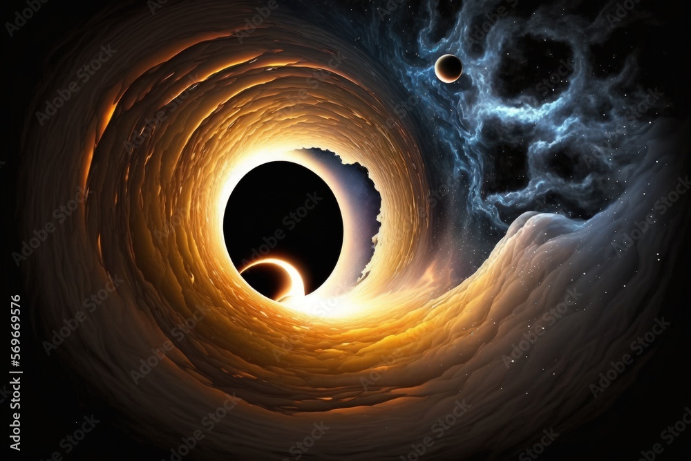 space based black hole. Strong gravity at the singularity bends space ...