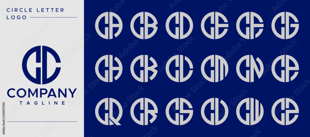 Collection of simple circle letter C logo design vector. C letter mark ...