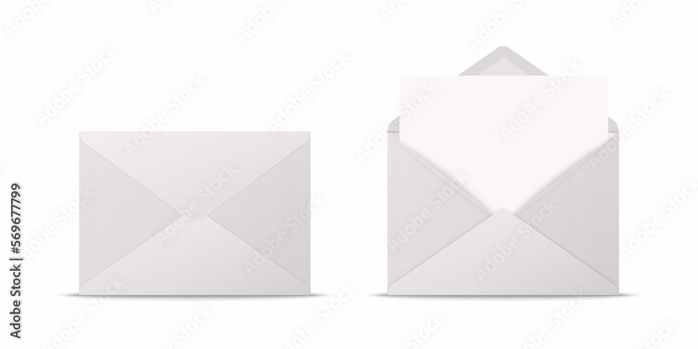 Vector Realistic White Closed, Opened Envelopes with Letter Inside ...
