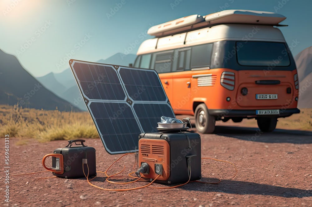 Eco-Friendly Camping: Portable Solar Panels Powering Water Kettle in ...