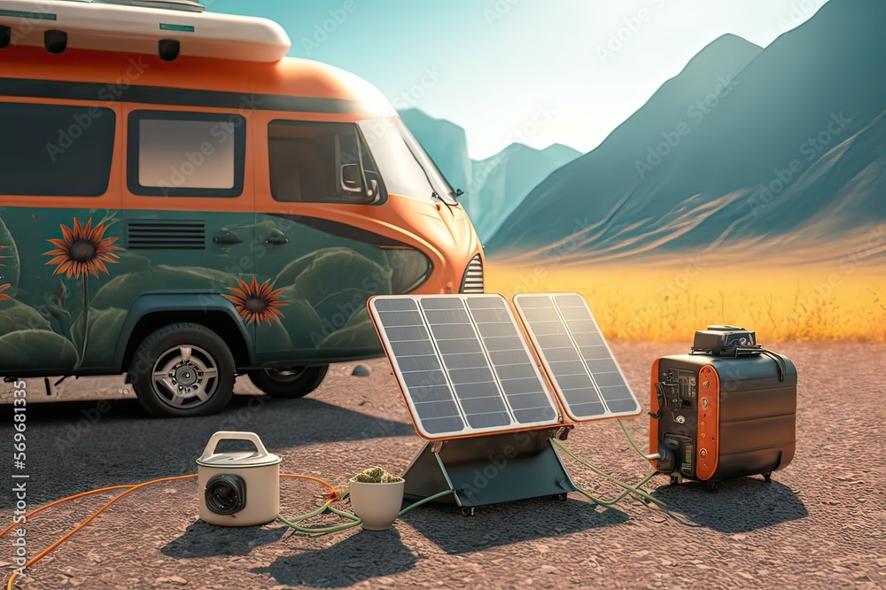 Eco-Friendly Camping: Portable Solar Panels Powering Water Kettle in ...