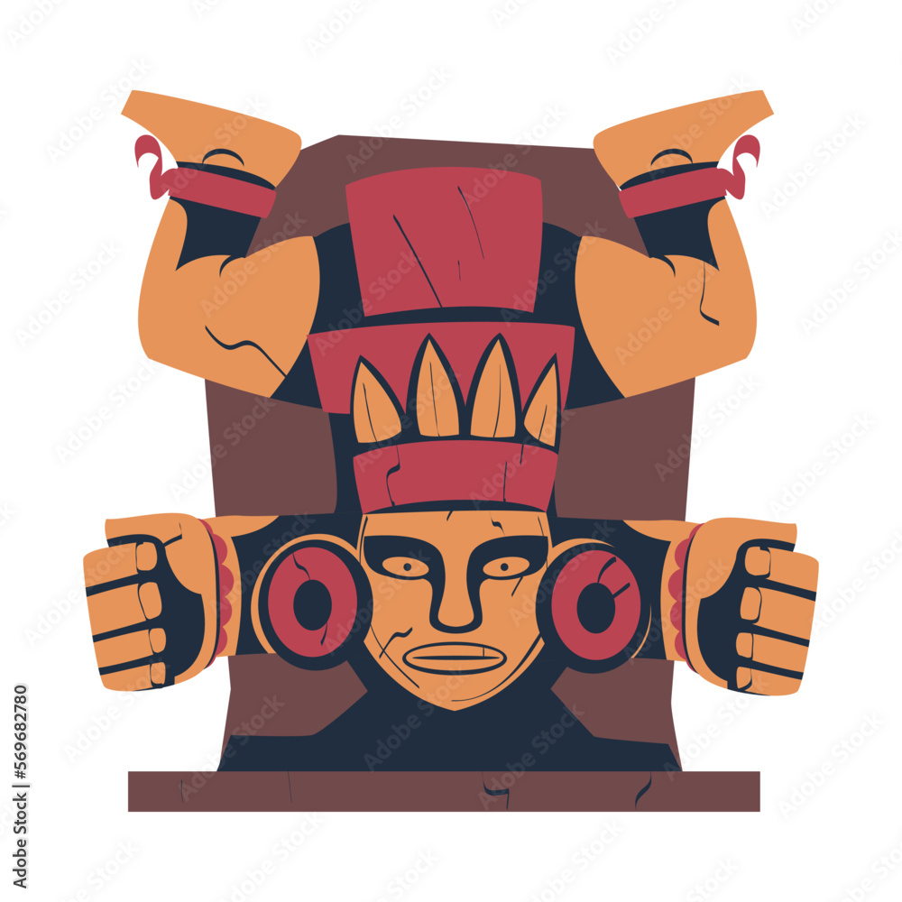 Aztec idol. Maya civilization cultural artifact. cartoon vector ...