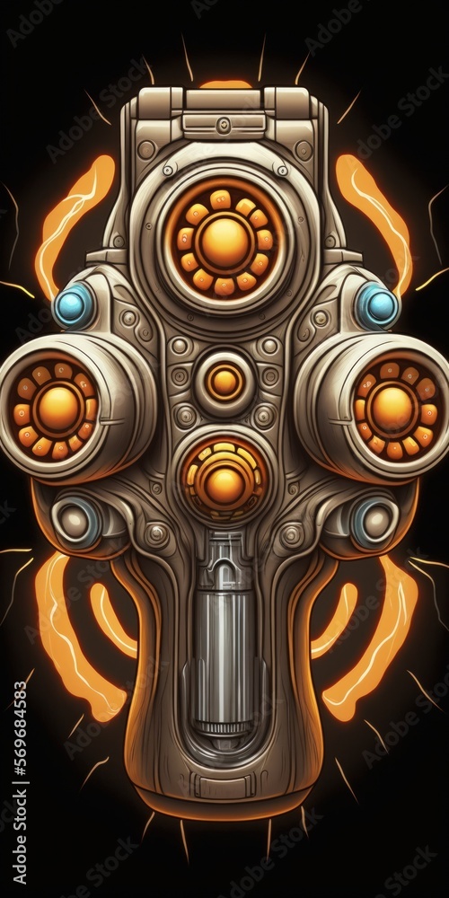 357 magnum revoler with glass cyborg heads. Generative AI Illustration ...
