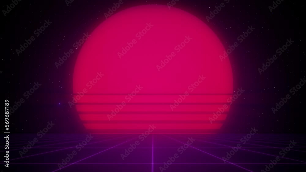 Wideo Stock: Retro background futuristic landscape 1980s style. Digital ...