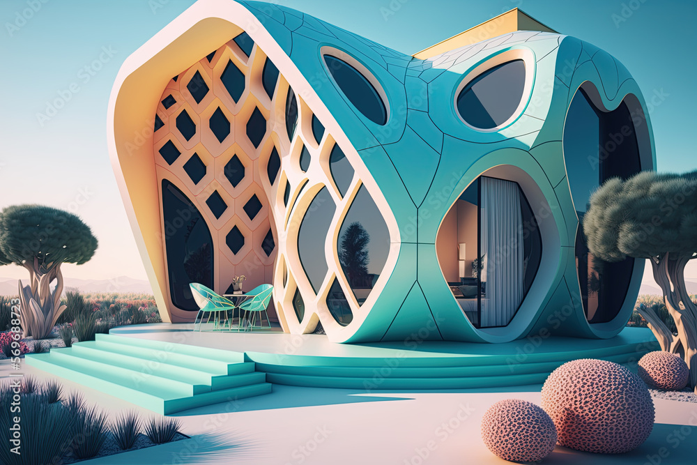 Playful surreal architecture. Super modern extravagant house ...