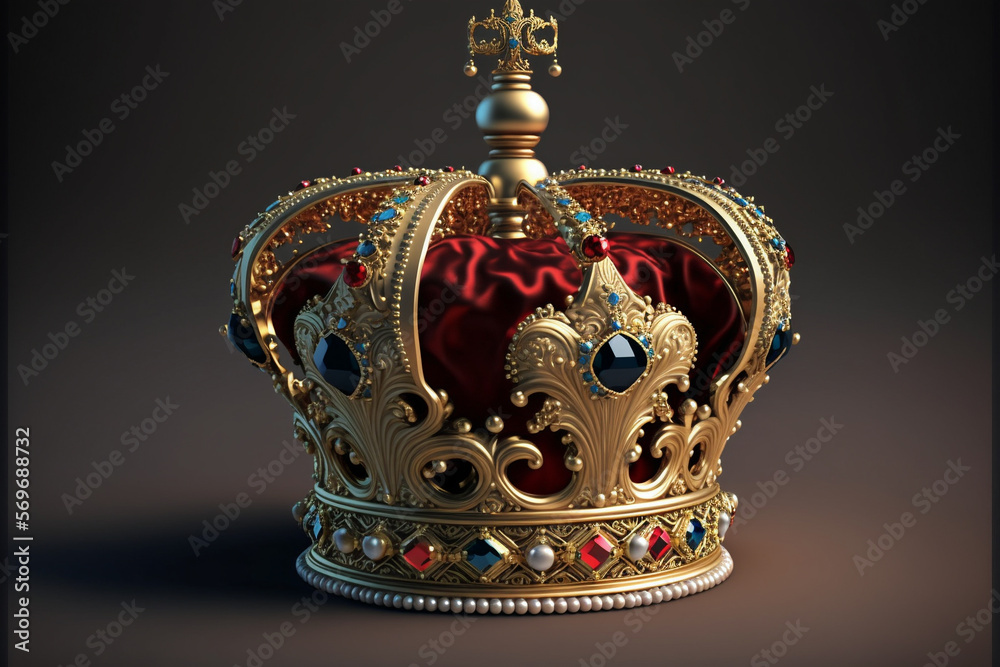 Golden Crown. Conceptual symbol of power and wealth. AI generated Stock ...