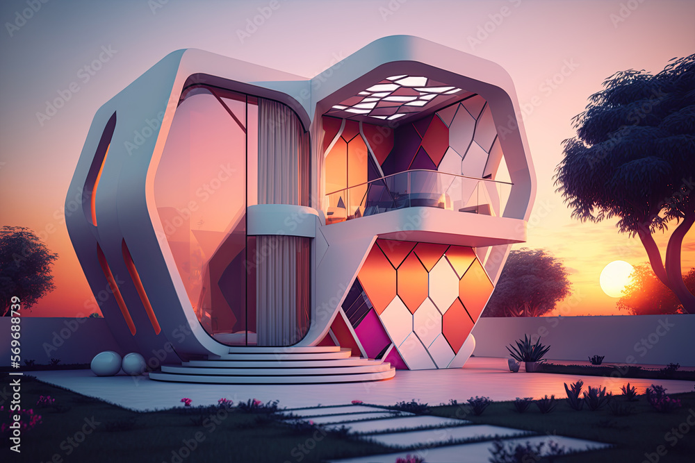 Playful surreal architecture. Super modern extravagant house ...