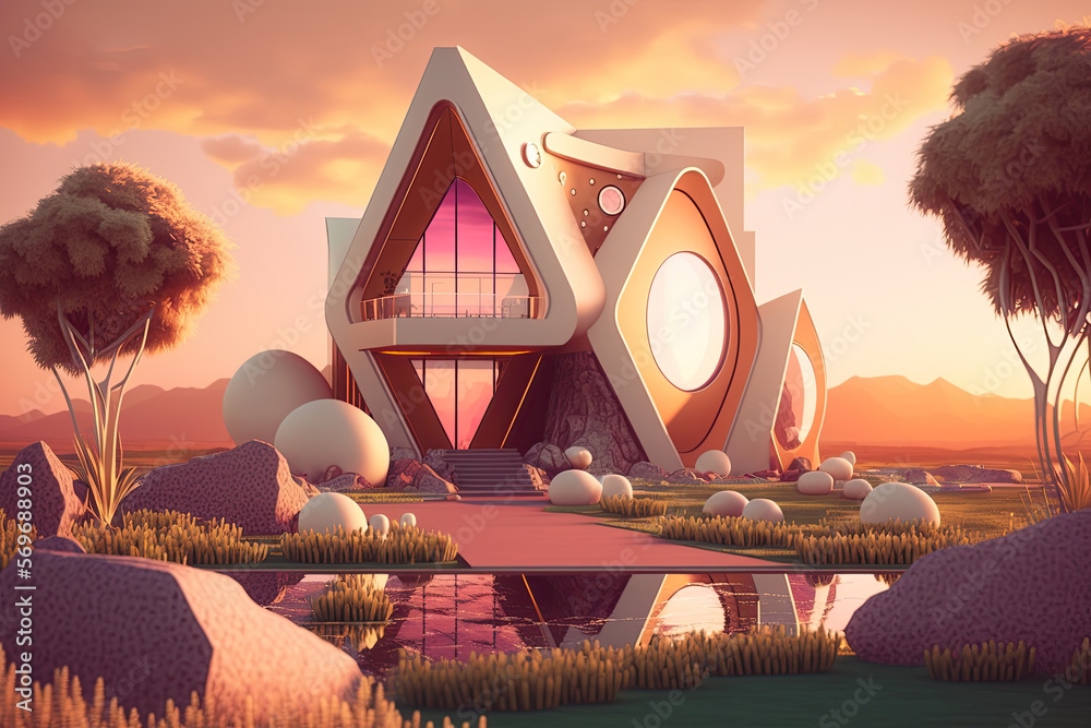 Playful surreal architecture. Super modern extravagant house ...