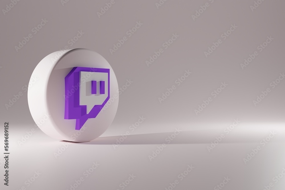 Twitch icon isolated. 3D Illustration. Twitch 3D Rendering Close up ...
