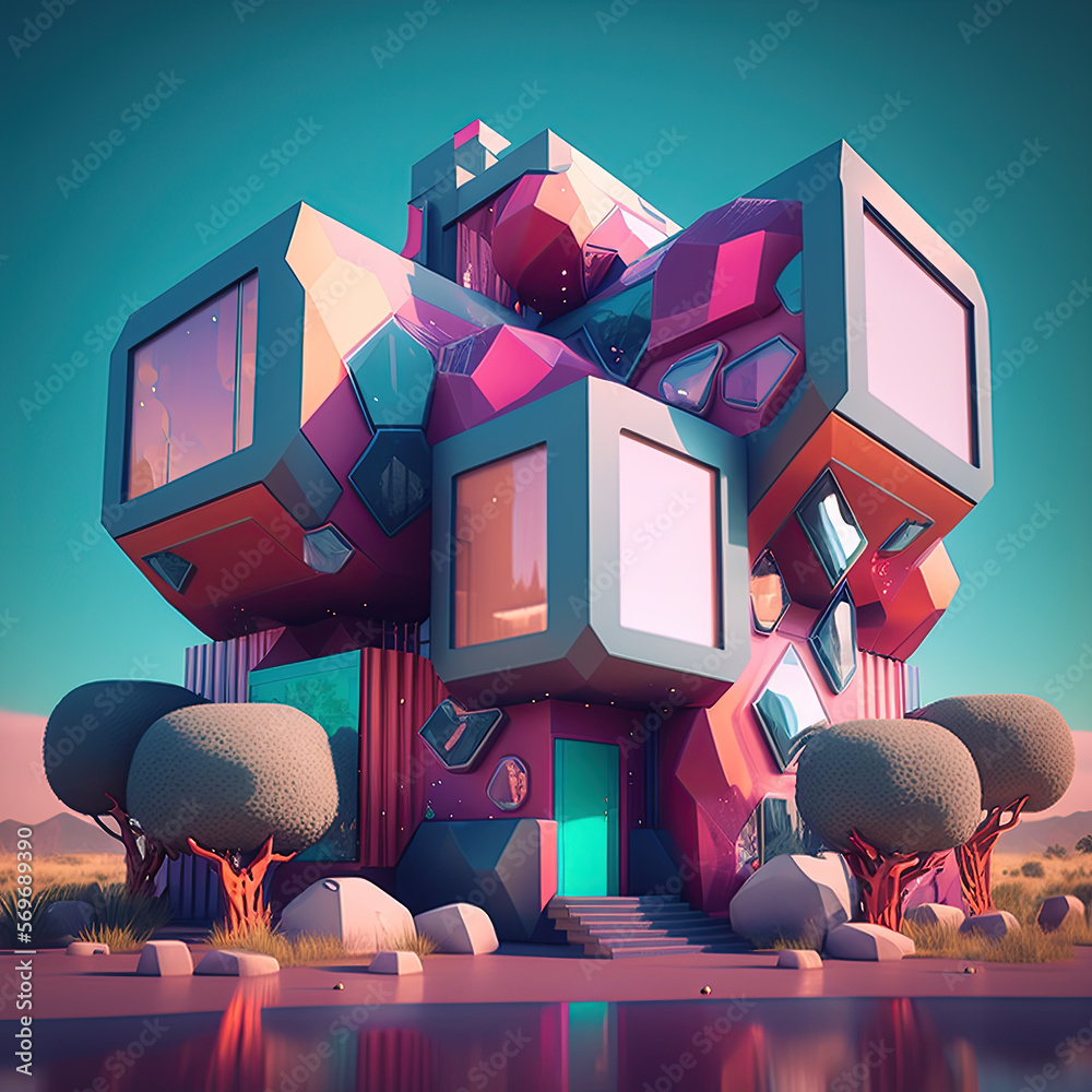 Playful surreal architecture. Super modern extravagant house ...