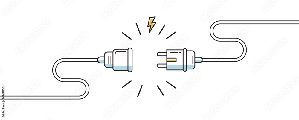 Poster Electric Plug and Socket unplug outline design vector – Wall Art ...