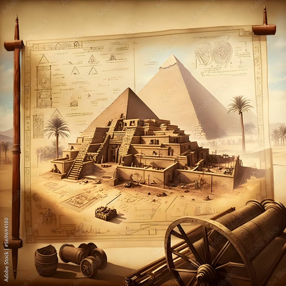 An ancient Egyptian scroll showing the blueprints on building the ...