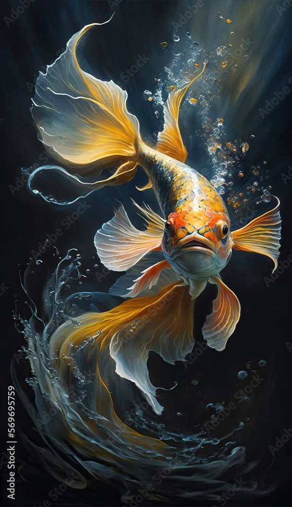 4K resolution or higher, Koi Fish. Generative AI Technology. Generative ...